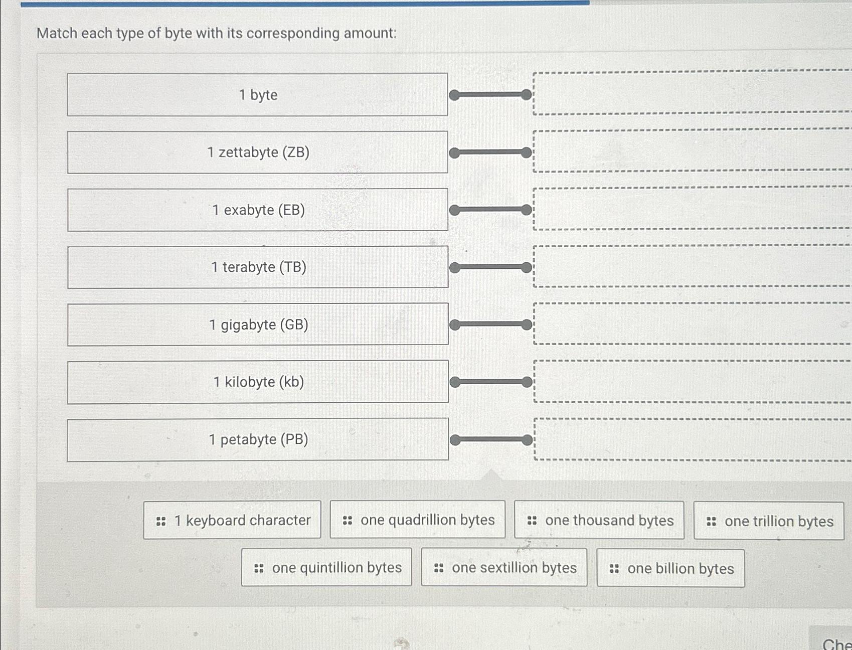 Solved Match each type of byte with its corresponding | Chegg.com