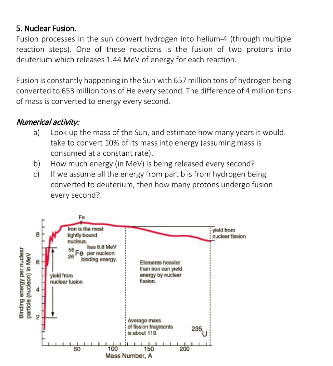 Solved 5. Nuclear Fusion. Fusion processes in the sun | Chegg.com