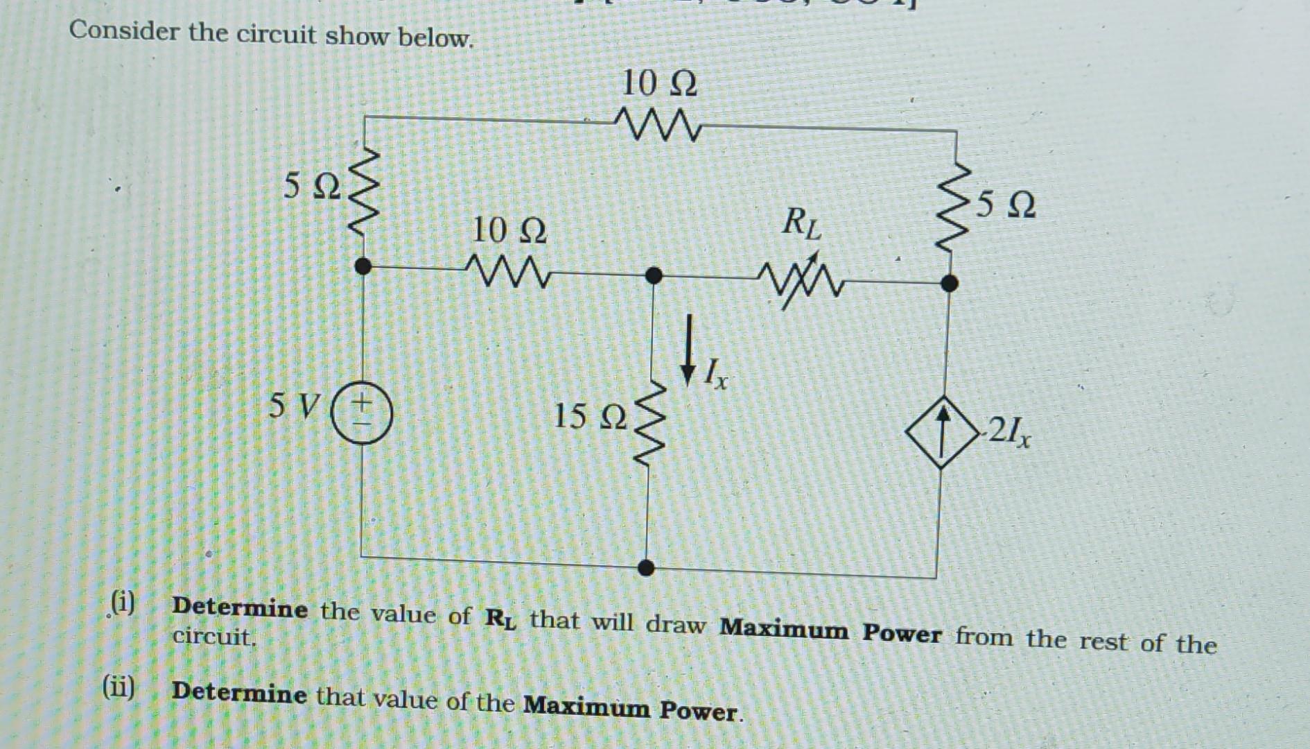 Consider the circuit show below. (i) Determine the | Chegg.com