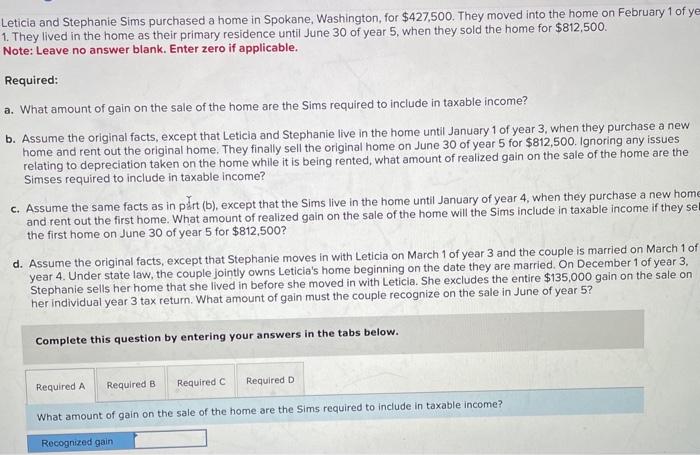 Solved b. Assume the original facts, except that Leticia and | Chegg.com