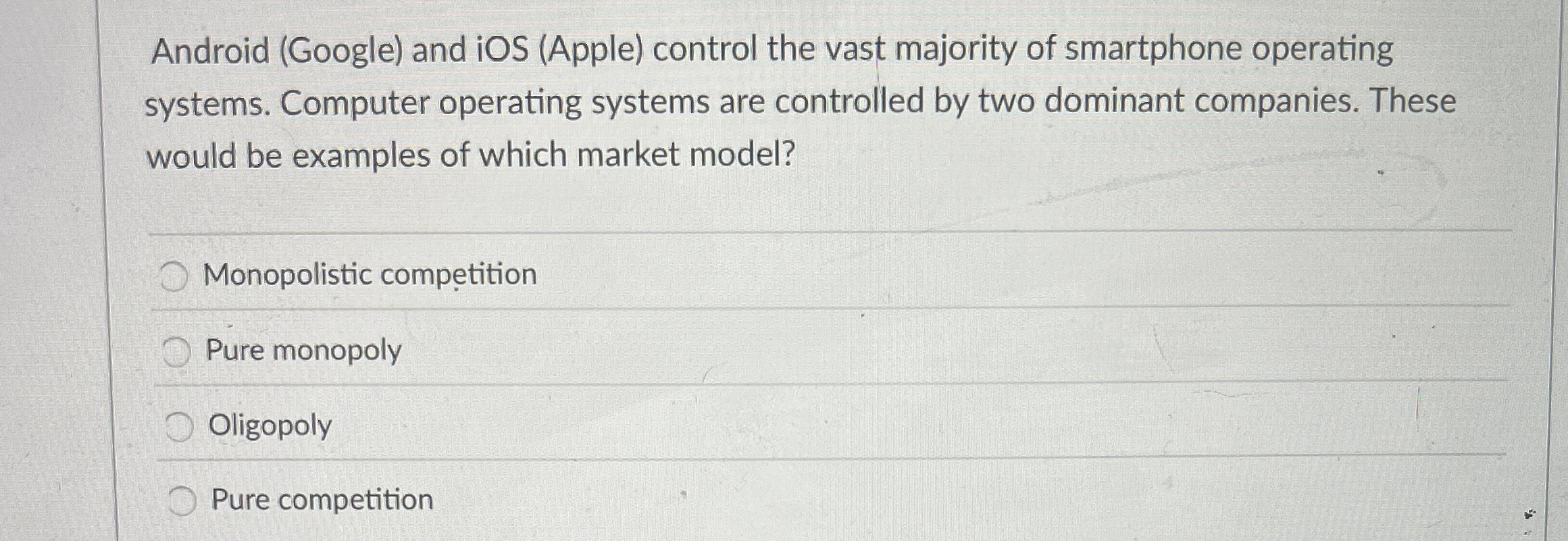 Solved Android (Google) ﻿and iOS (Apple) ﻿control the vast | Chegg.com