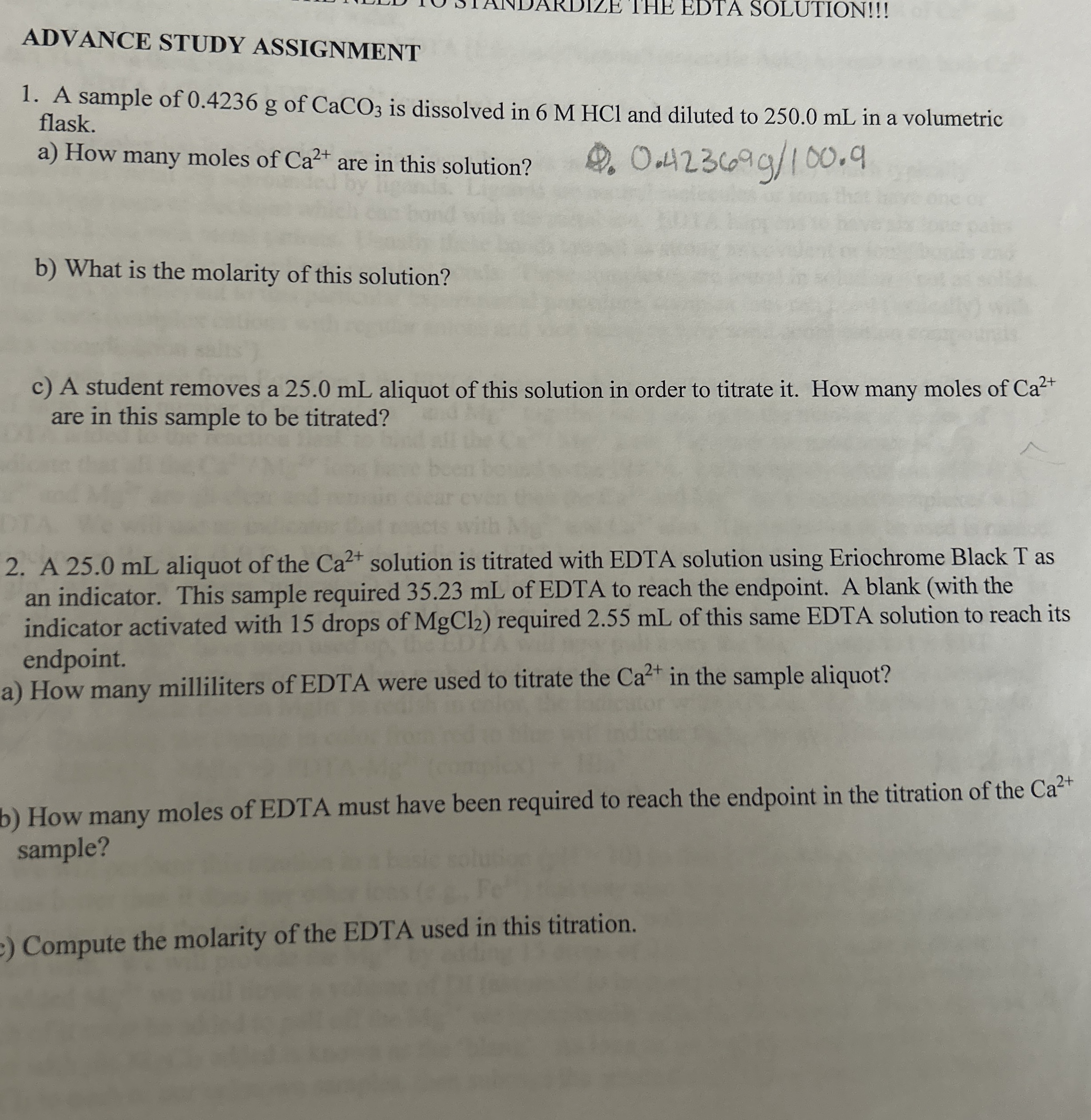 Solved ADVANCE STUDY ASSIGNMENTA sample of 0.4236 ﻿g of | Chegg.com