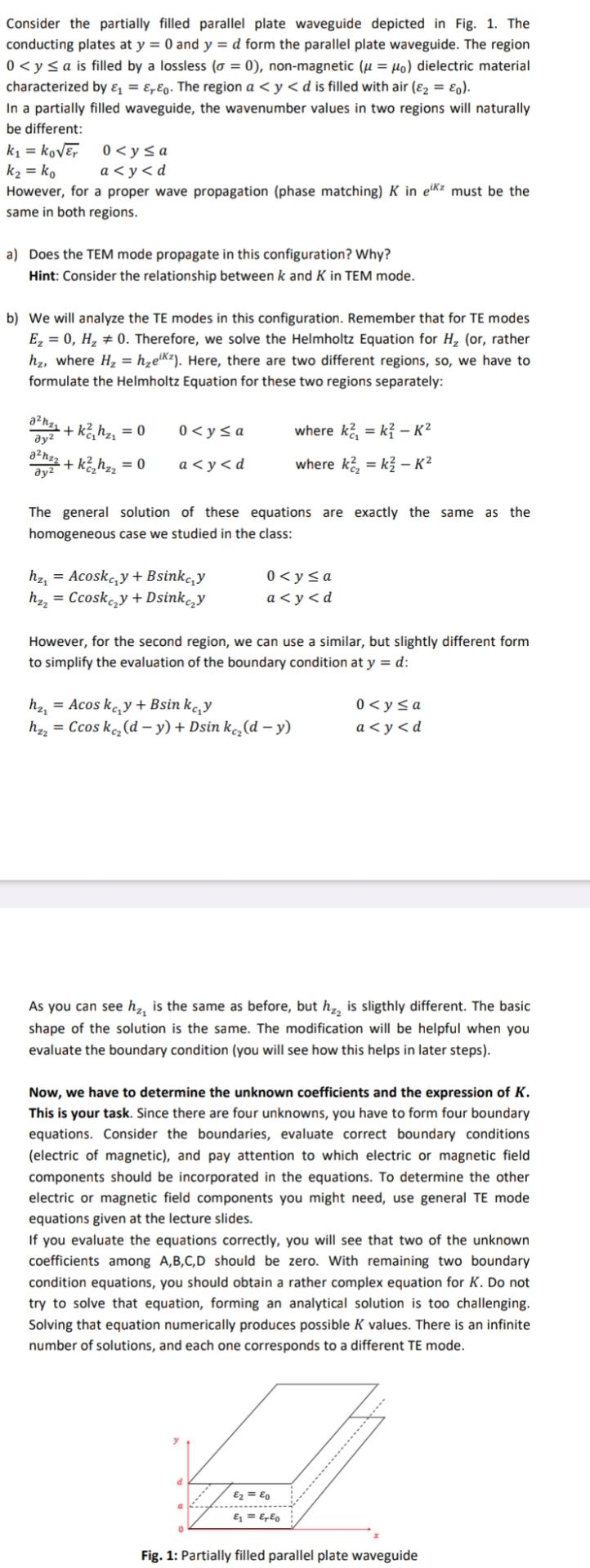 Solved Consider The Partially Filled Parallel Plate