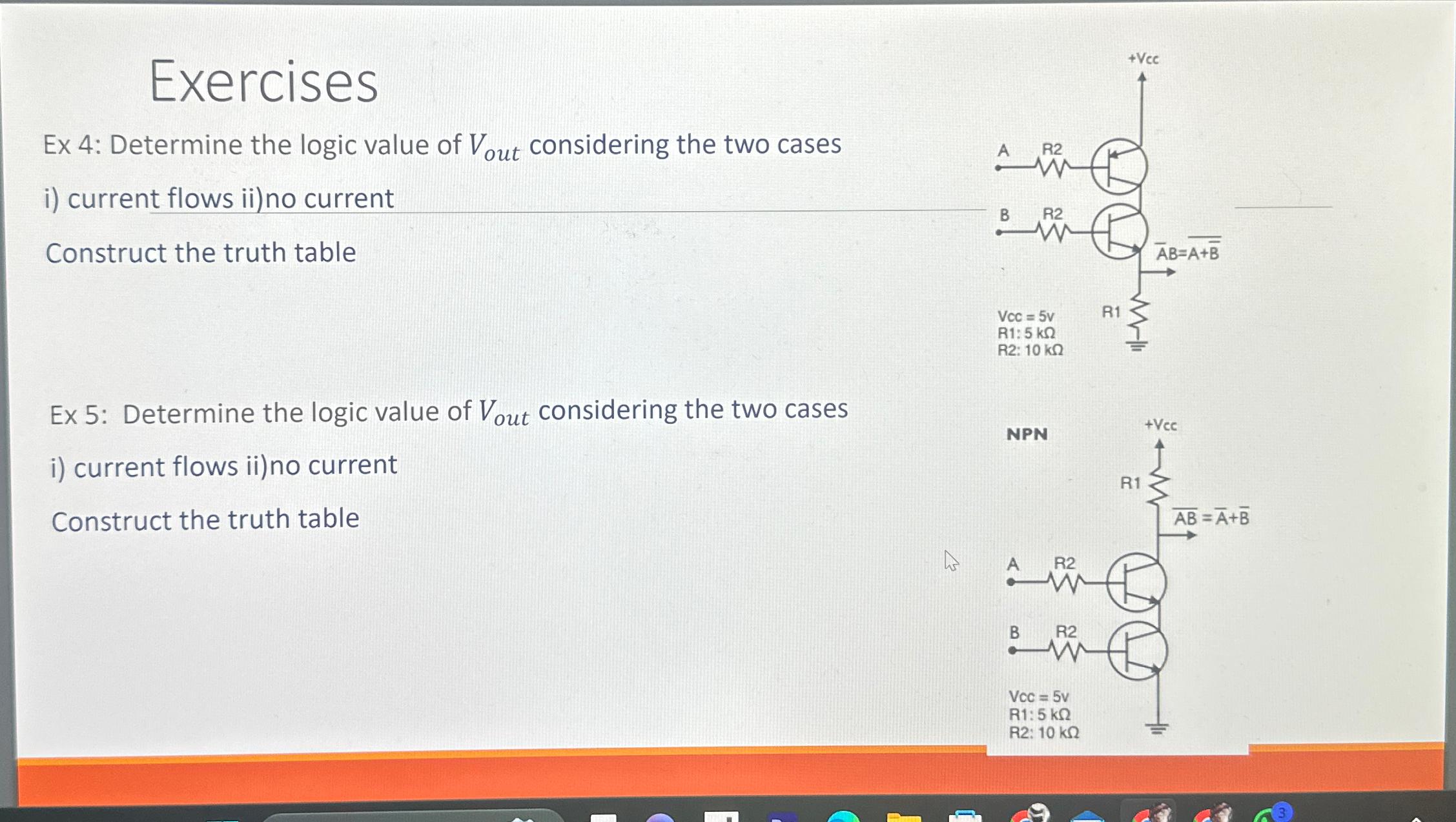Solved ExercisesEx 4: Determine the logic value of Vout | Chegg.com