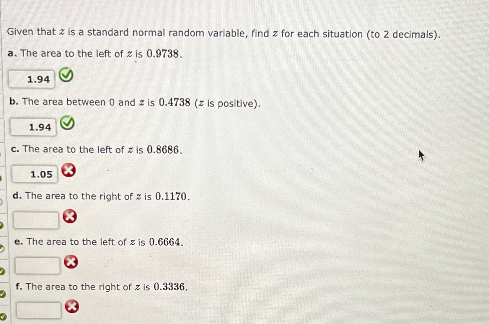 Solved Given that z ﻿is a standard normal random variable, | Chegg.com