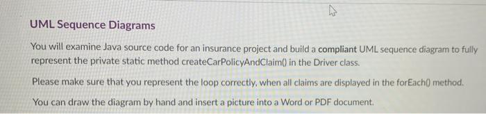 Solved UML Sequence Diagrams You will examine Java source | Chegg.com