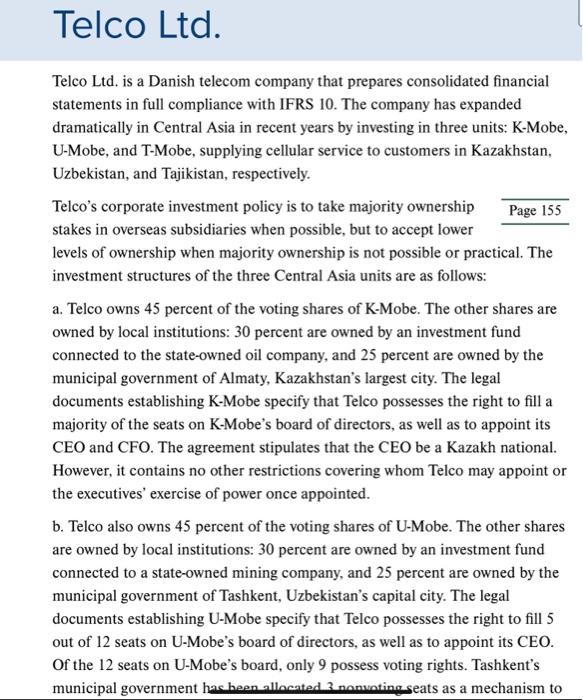 Solved Telco Ltd. Telco Ltd. is a Danish telecom company | Chegg.com