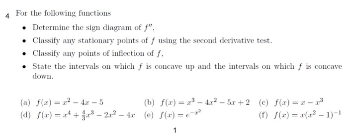 Solved 4 For the following functions • Determine the sign | Chegg.com