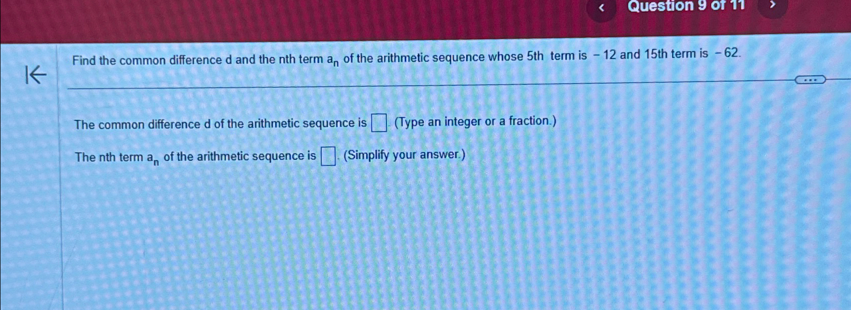 Solved Find the common difference d ﻿and the nth term an ﻿of | Chegg.com