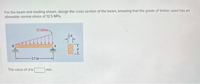 Solved For the beam and loading shown, design the cross | Chegg.com