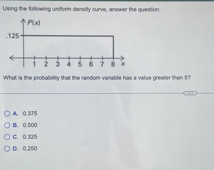 Solved Using the following uniform density curve, answer the | Chegg.com