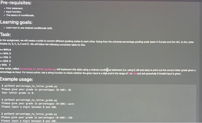 Pre-requisites: - Print statement. - Input function. | Chegg.com