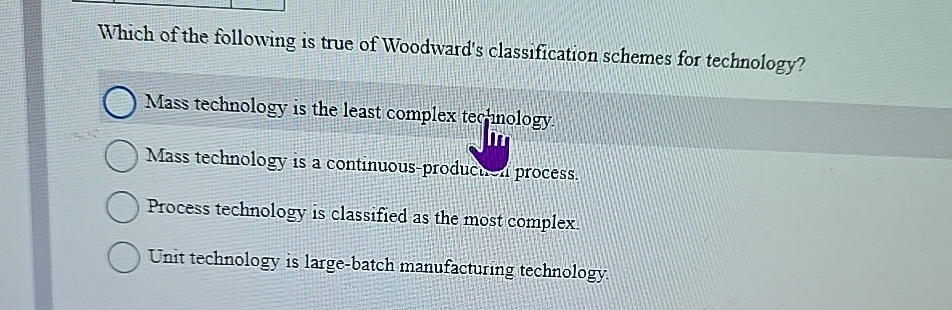 Solved Which of the following is true of Woodward's | Chegg.com