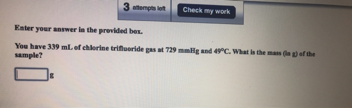 Solved 3 attempts left Check my work Enter your answer in | Chegg.com