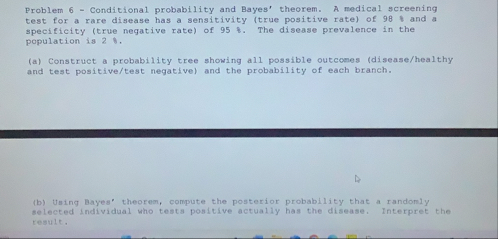 Solved Problem 6 - ﻿Conditional probability and Bayes' | Chegg.com