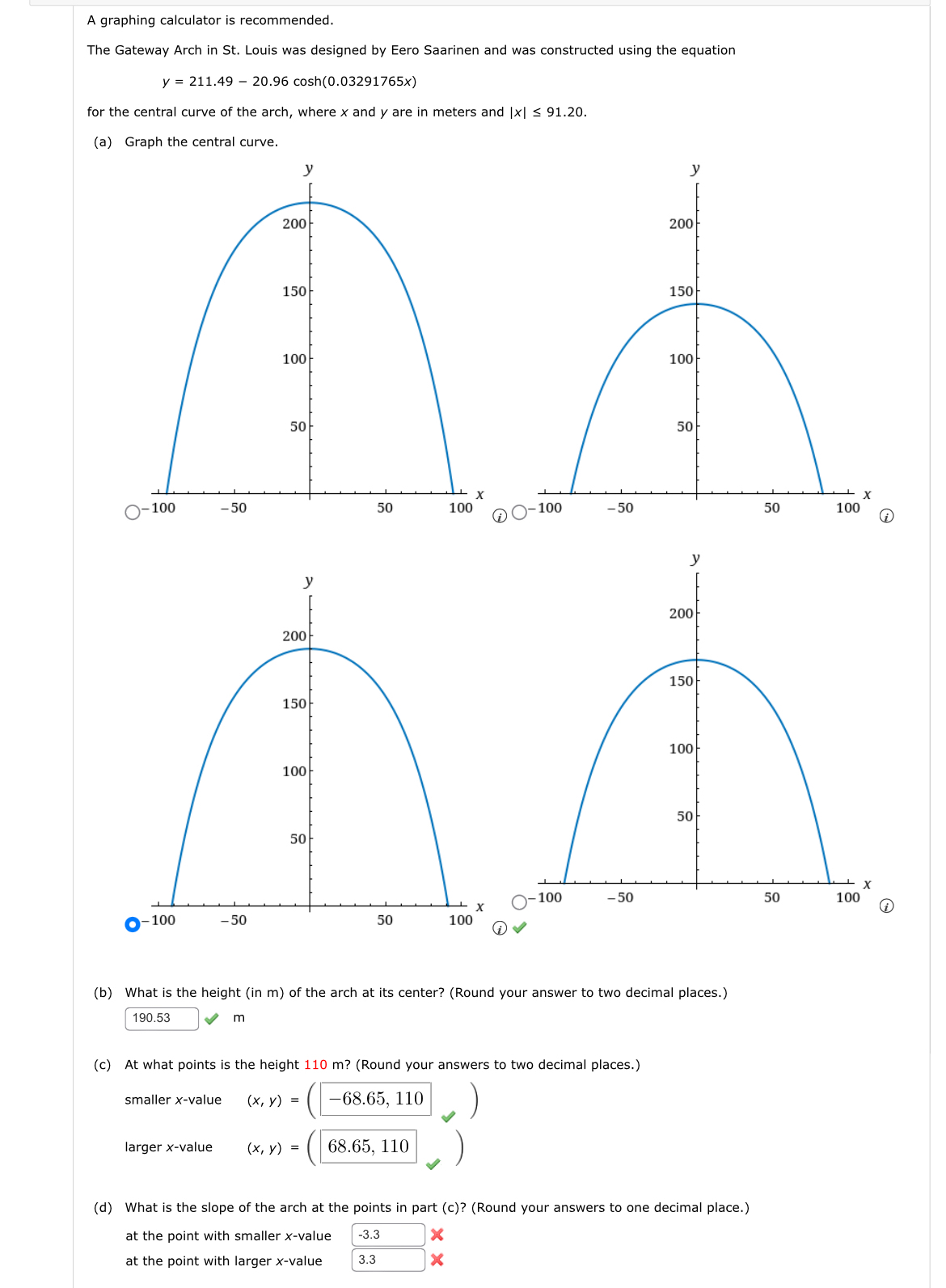 Solved A graphing calculator is recommended.The Gateway Arch | Chegg.com