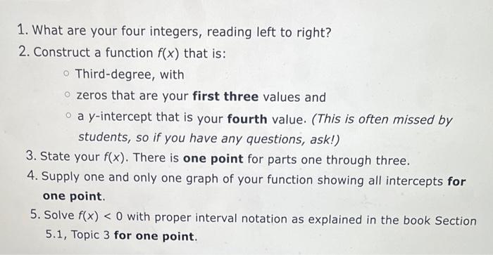 1. What are your four integers, reading left to | Chegg.com