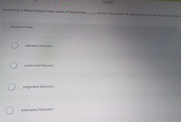 Solved savetAccording to Robert Kelley's basic styles of | Chegg.com