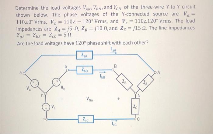 Solved Determine the load voltages VAN, VBN, and VCN of the | Chegg.com