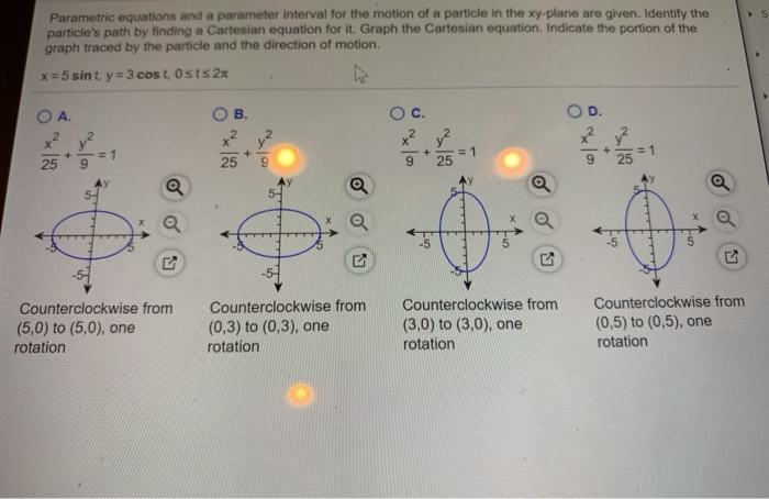 Solved Parametrie equations and a parameter interval for the | Chegg.com