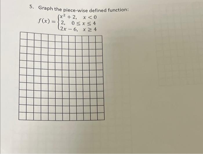 Solved 5. Graph the piece-wise defined function: | Chegg.com