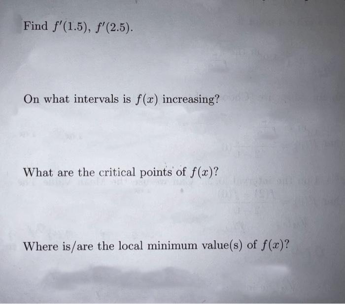 Solved Consider the following graph of f(x)Find | Chegg.com