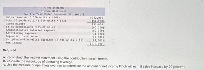 Solved a. Reconstruct the income statement using the | Chegg.com