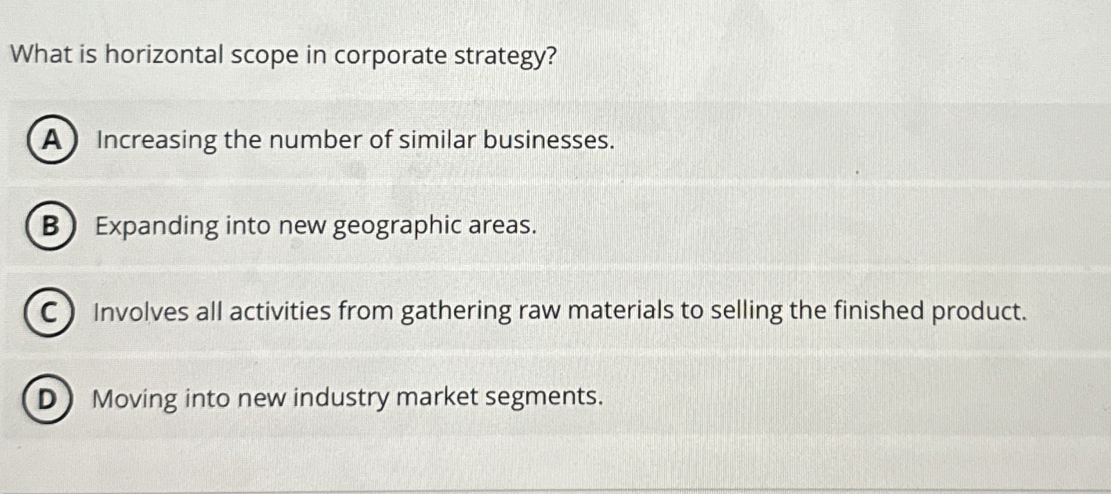 Solved What is horizontal scope in corporate | Chegg.com