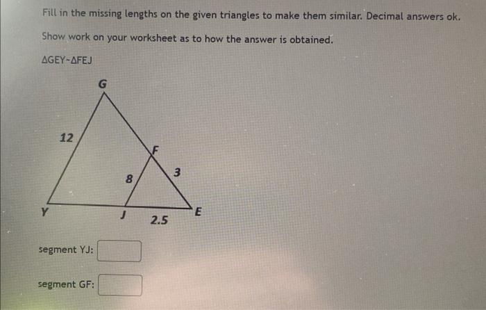 Solved Fill in the missing lengths on the given triangles to | Chegg.com