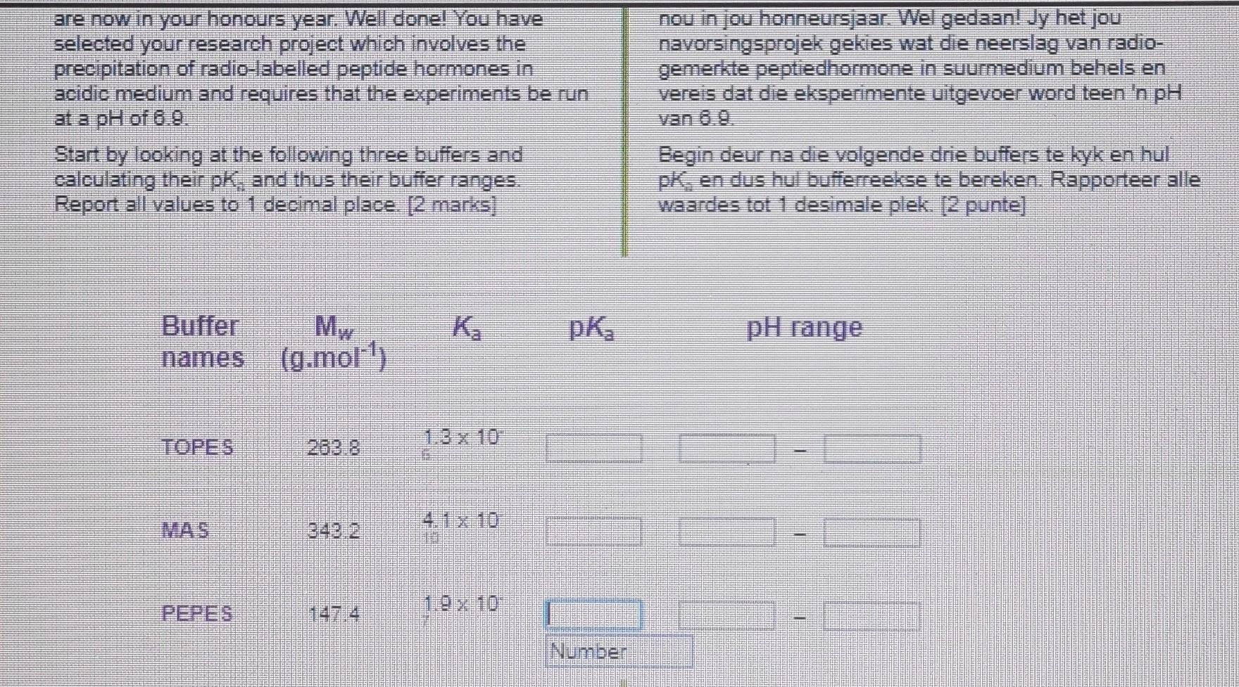 Having calculated the pK2 and buffer ranges for each | Chegg.com
