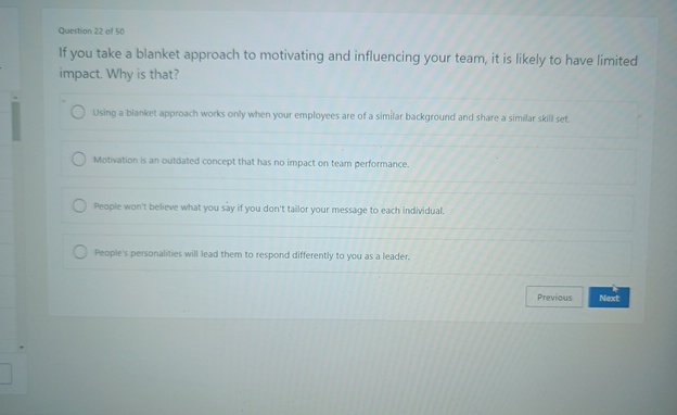 Solved Question 22 ﻿of 50If you take a blanket approach to | Chegg.com