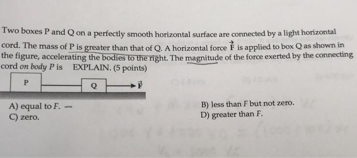 Solved Two boxes P and Q on a perfectly smooth horizontal | Chegg.com