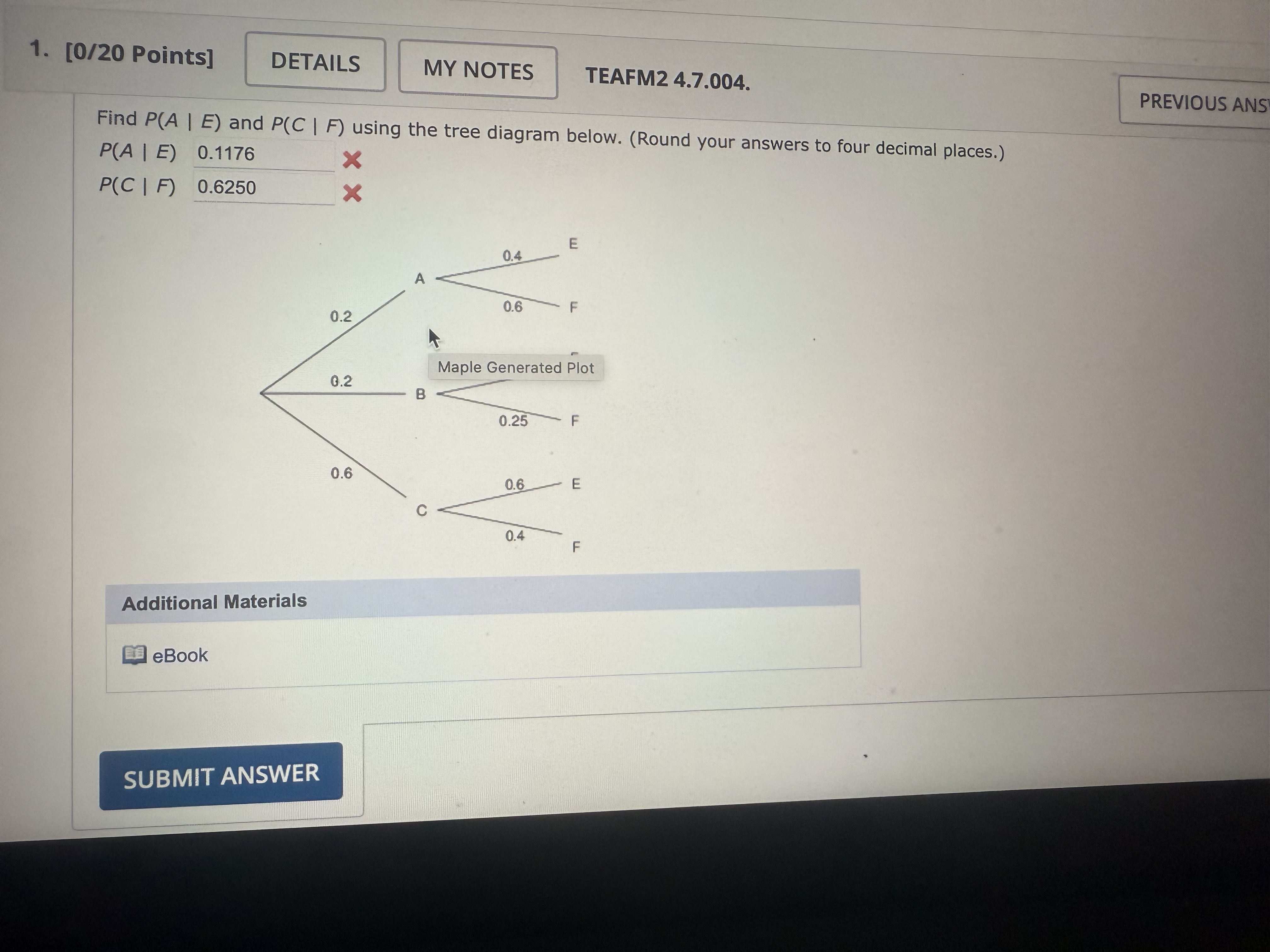 [Solved]: [0/20 Points] TEAFM2 4.7.004. PREVIOUS ANS Find P(