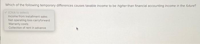 Solved Which of the following temporary differences causes | Chegg.com
