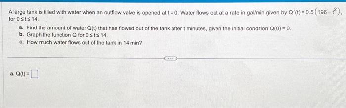 Solved A large tank is filled with water when an outflow | Chegg.com