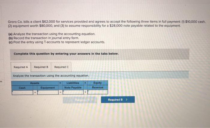 Solved Groro Co. bilis a client $62,000 for services | Chegg.com