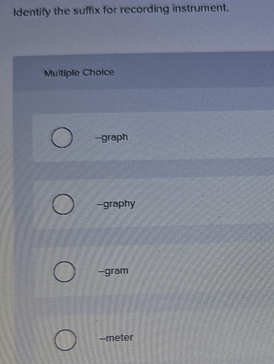 Solved Identify the suffix for recording instrument.Multiple | Chegg.com