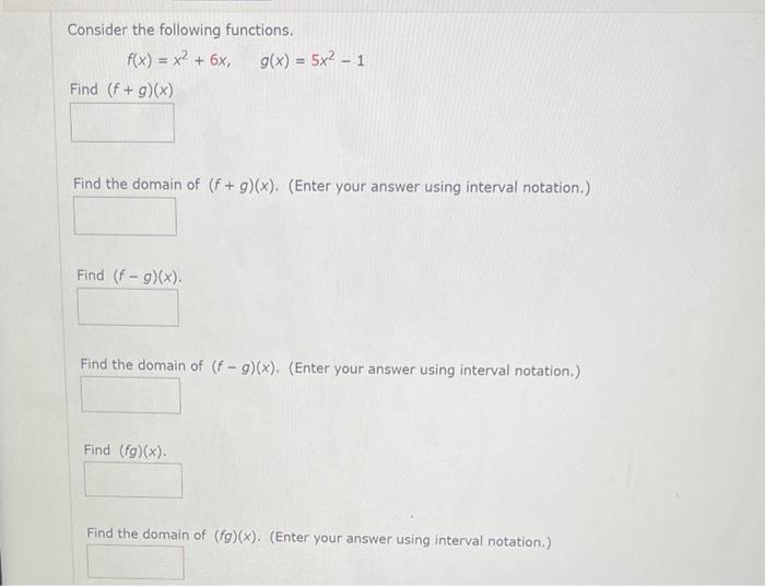 Solved Consider the following functions. | Chegg.com