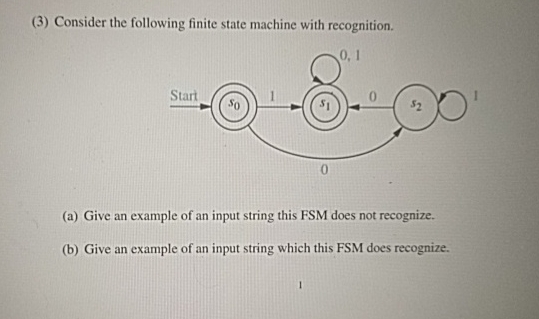 (3) ﻿Consider the following finite state machine with | Chegg.com