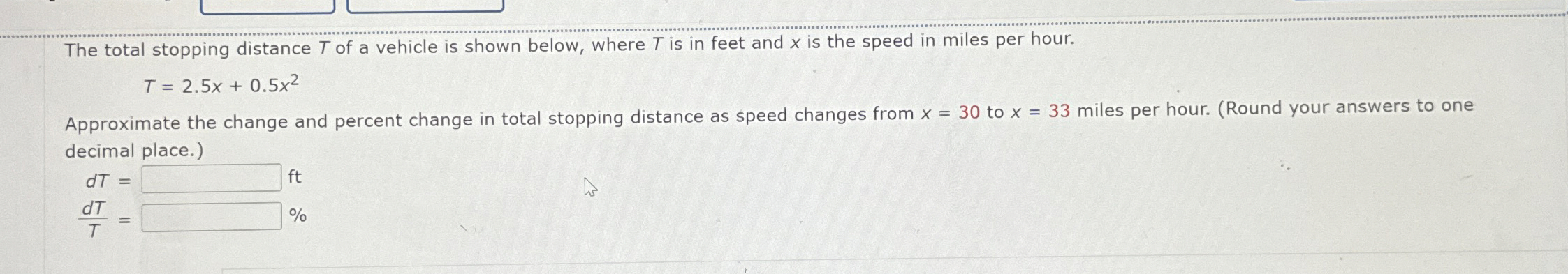 Solved The total stopping distance T ﻿of a vehicle is shown | Chegg.com