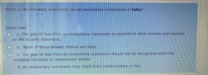 Solved Which of the following statements about involuntary | Chegg.com