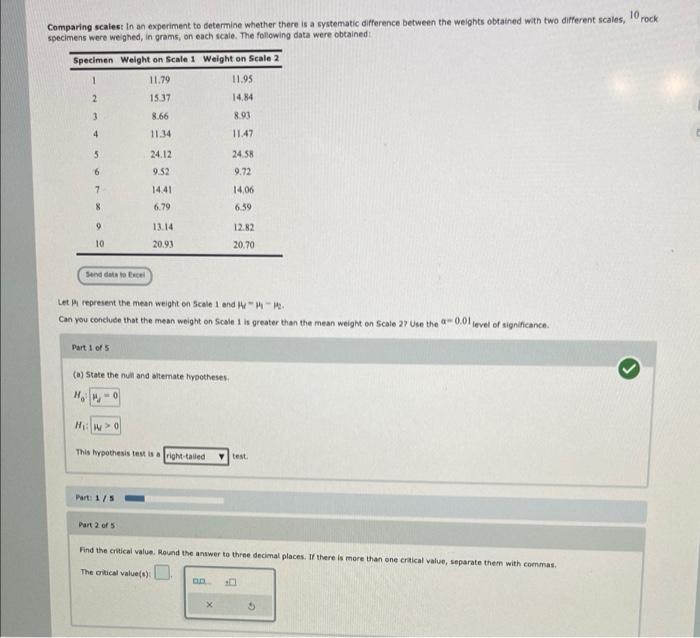 Solved Comparing scales: In an experiment to determine | Chegg.com