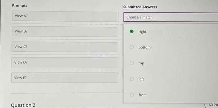 Solved Name the relative views for third angle projection | Chegg.com
