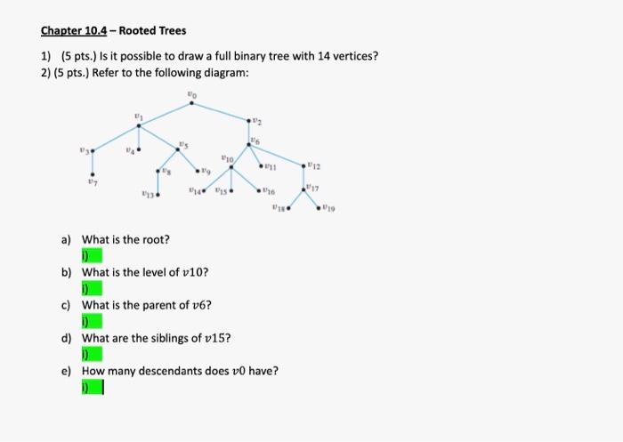 Solved Chapter 10.4-Rooted Trees 1) ( 5 pts.) Is it possible | Chegg.com