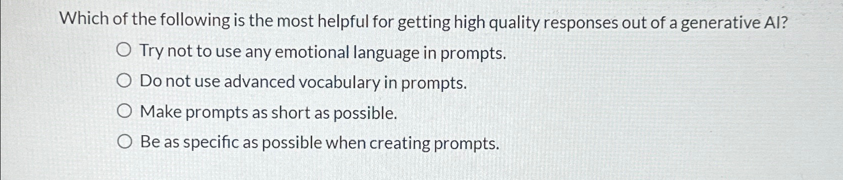Solved Which of the following is the most helpful for | Chegg.com