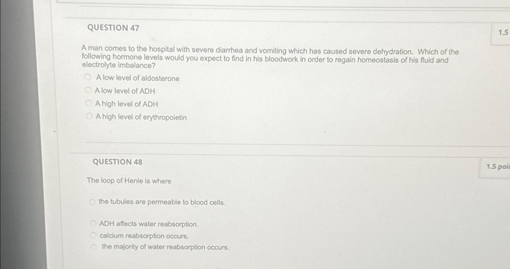Solved QUESTION 47A man comes to the hospital with severe | Chegg.com