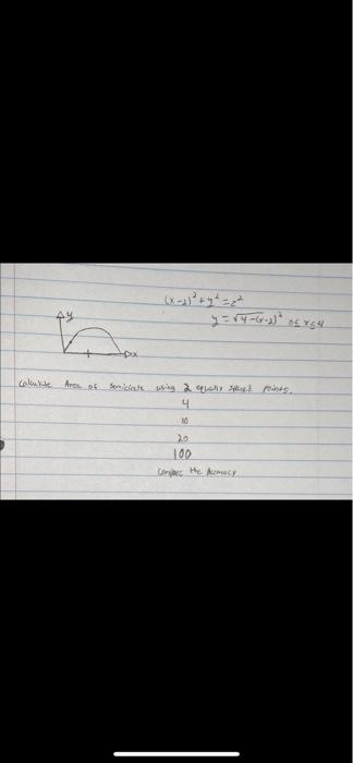 Solved calculate the area of the semicircle using the two | Chegg.com