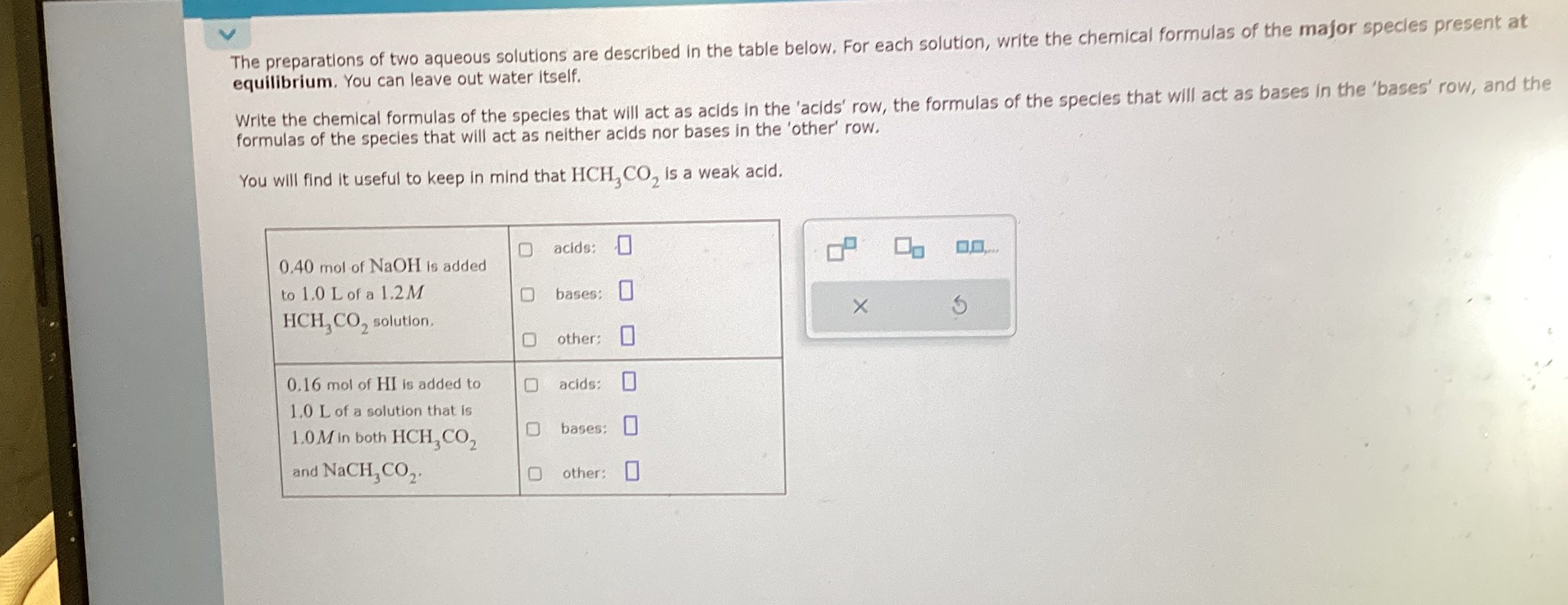 Solved The preparations of two aqueous solutions are | Chegg.com