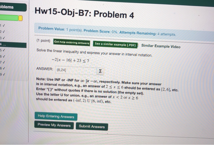 Solved Oblems Hw15 Obj B7 Problem 4 1 V Problem Value 1