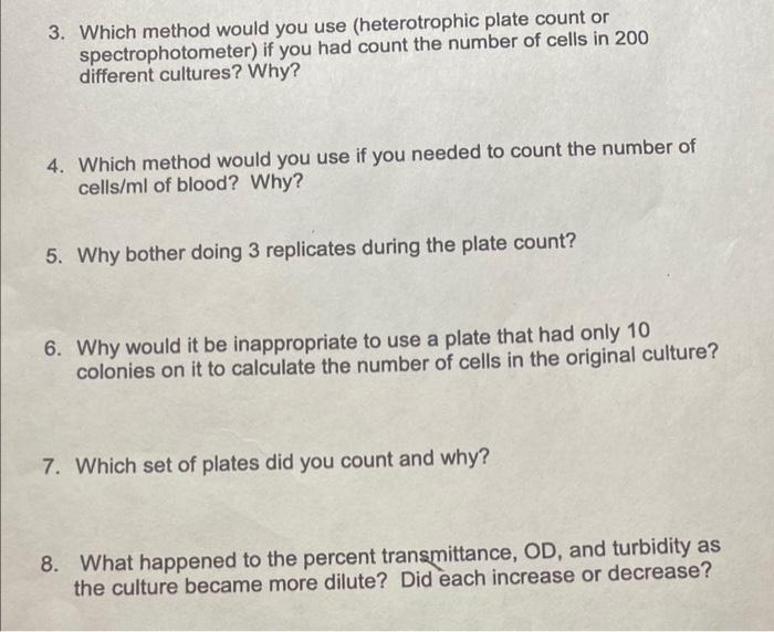 Solved 3. Which method would you use (heterotrophic plate | Chegg.com